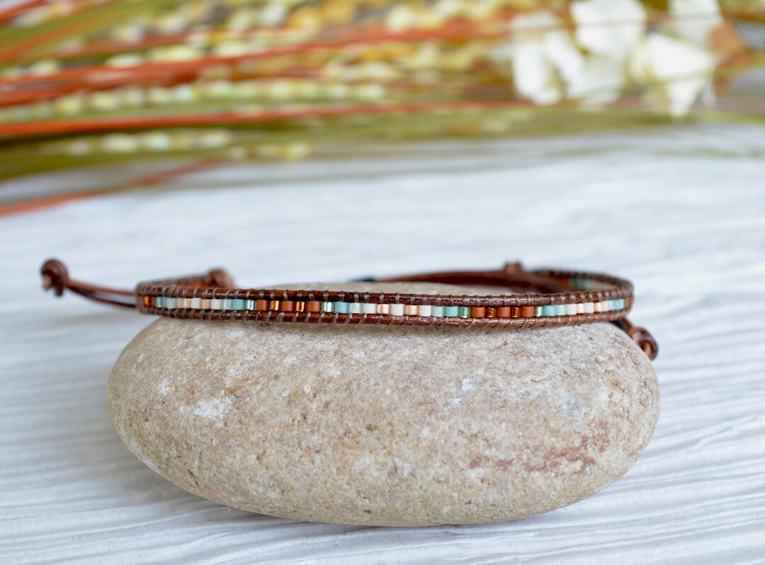 Perseverance - Seed Bead Bracelet - Adjustable Beaded Bracelet - Brown ...