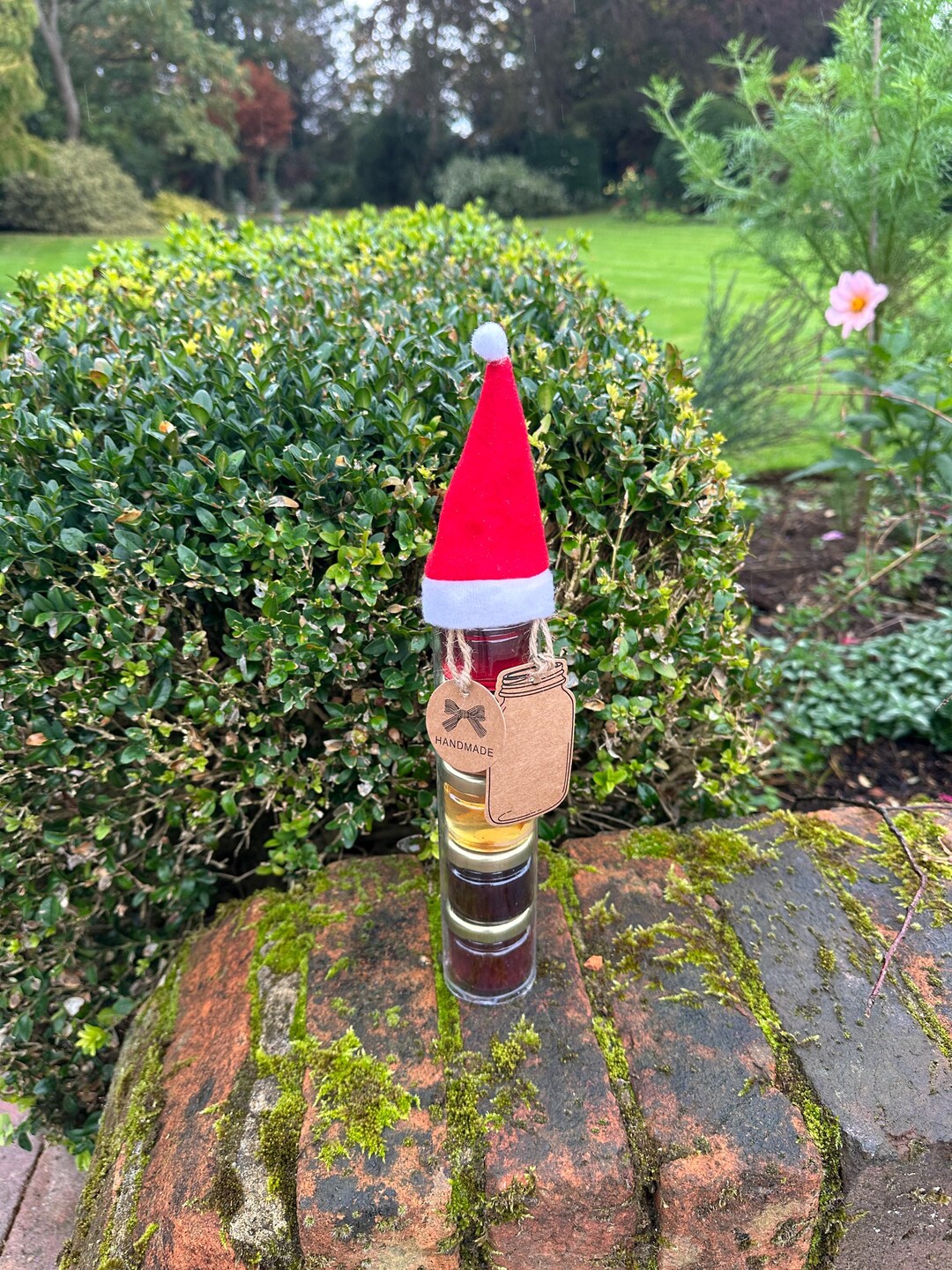 Festive Christmas Jam Tower: 5 Mini Jars With Santa Hat - Etsy