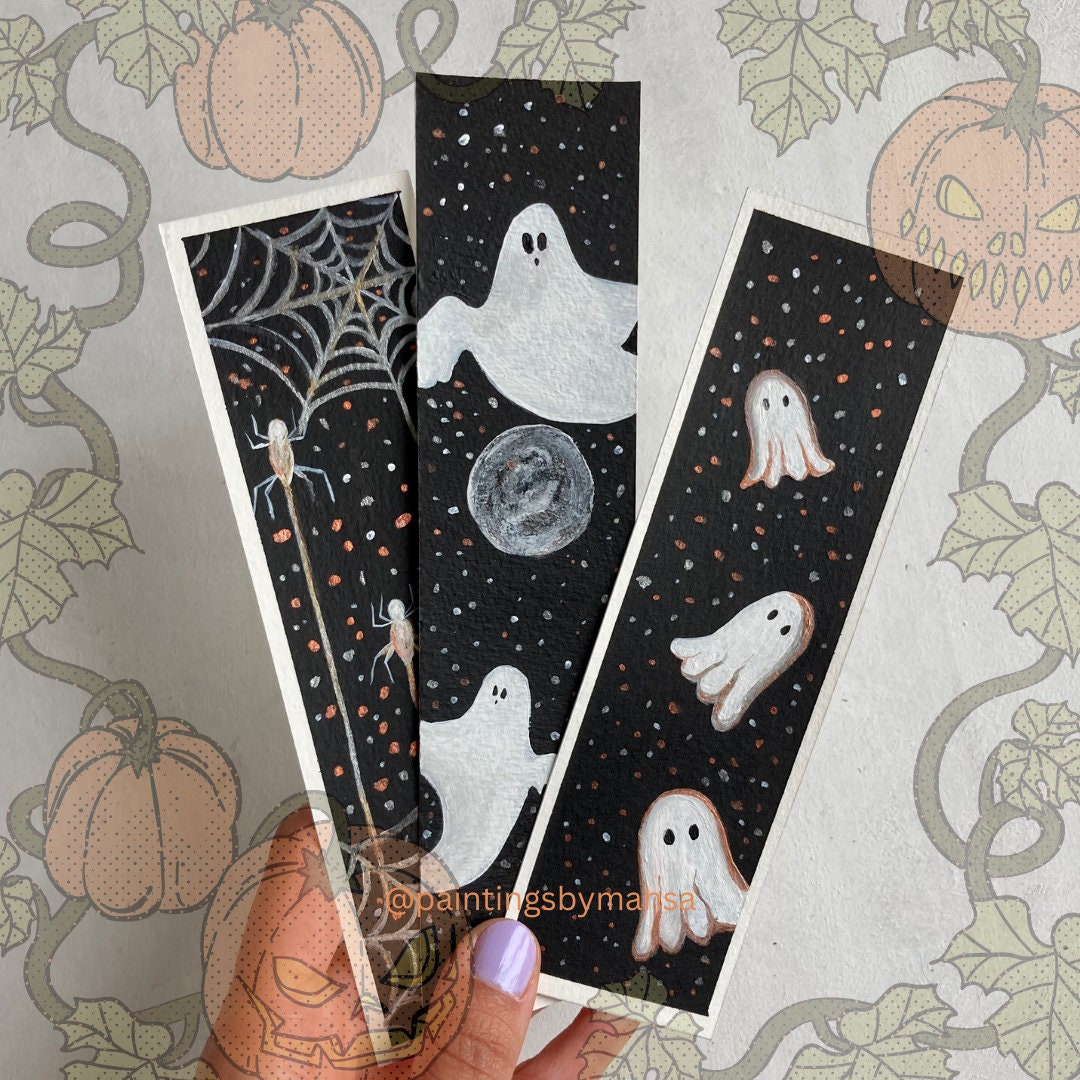 Set of 3 Halloween Hand Painted Bookmarks/boekenlegger Cute - Etsy