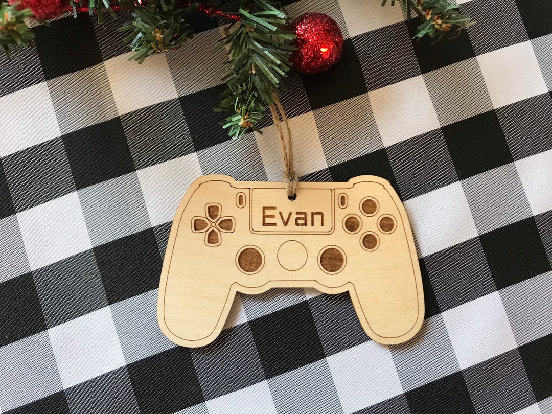 Personalized Gaming Controller Christmas Ornament: Laser Engraved Birch ...