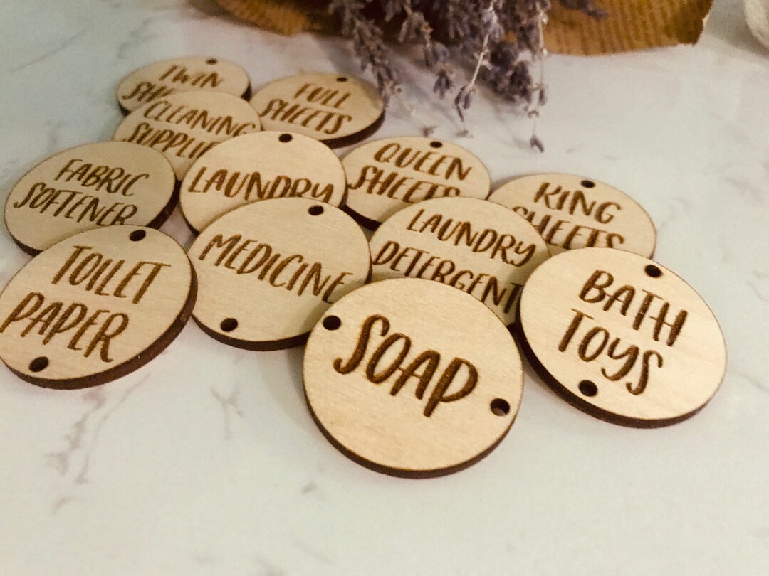 Custom Wood Round Tags / Home Organization Tags / Gift Tags / Custom ...
