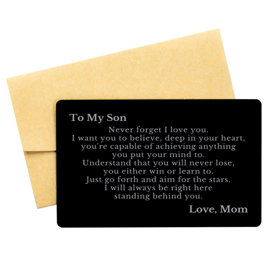 Personalized Son Wallet Card, to My Son Gift From Mom or Dad, Never ...