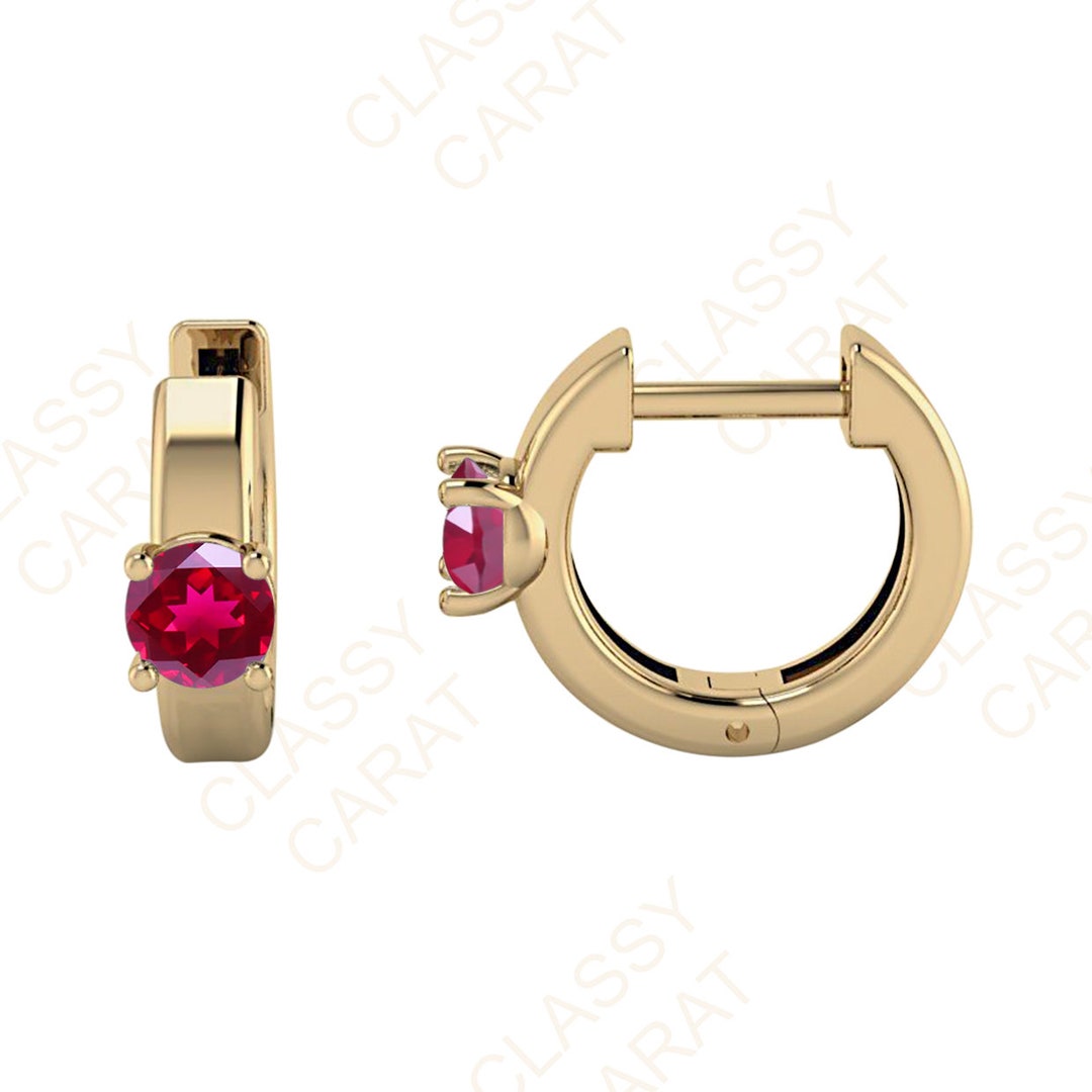 3mm Lab Ruby Earring 18K Gold Bridal Earrings Ruby Women - Etsy