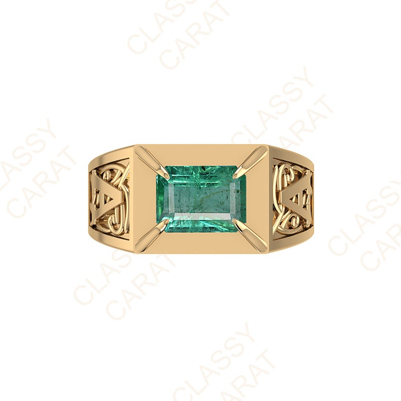 Men's Natural Emerald Ring 14K Solid Gold Emerald Man - Etsy