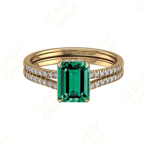 Emerald Wedding Set - Etsy