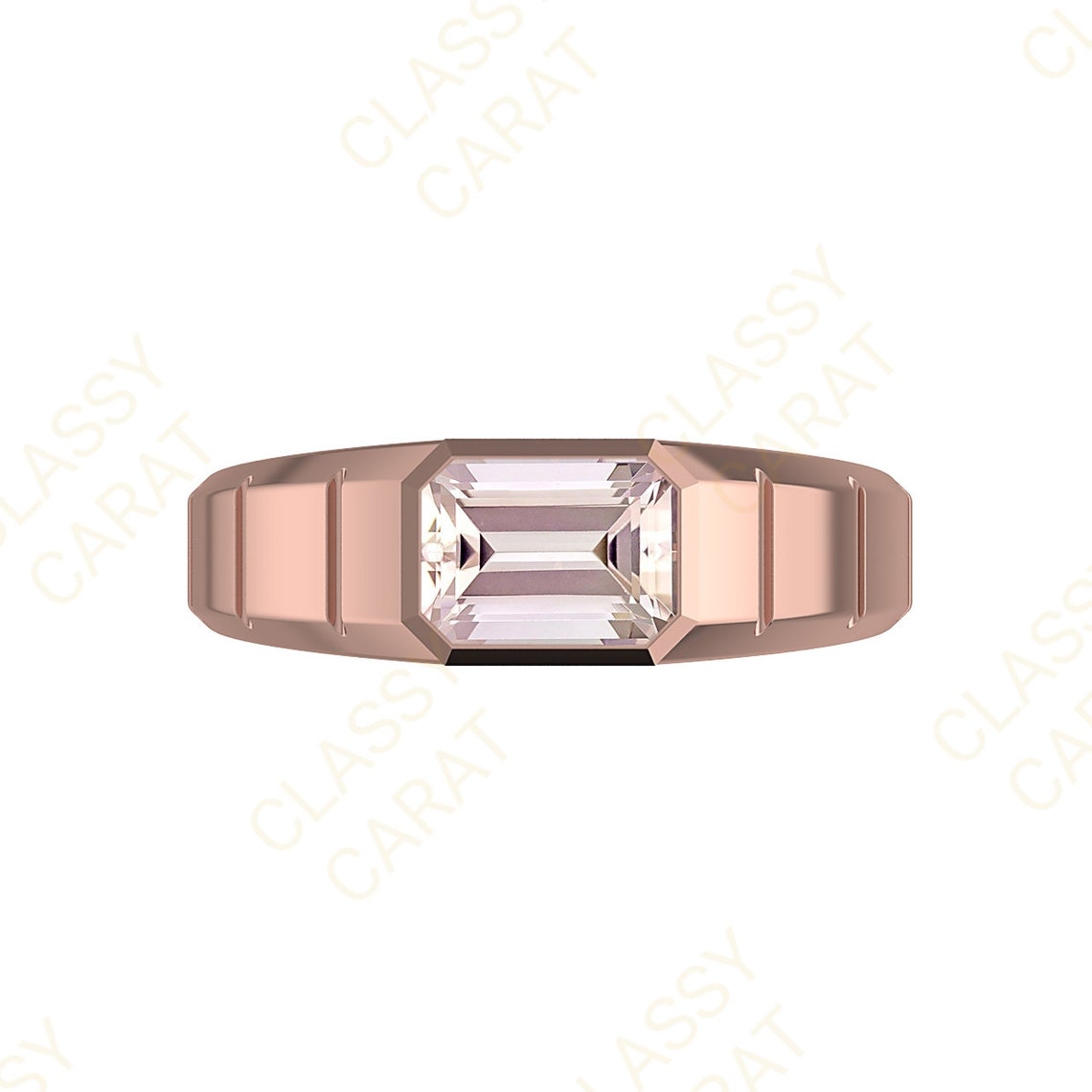 Men Morganite Statement Ring, Solid Rose Gold Men Ring, Men Solitaire ...