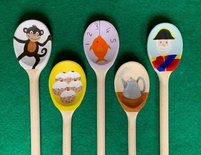 Hand-painted Wooden Nursery Rhyme Spoons - Etsy UK