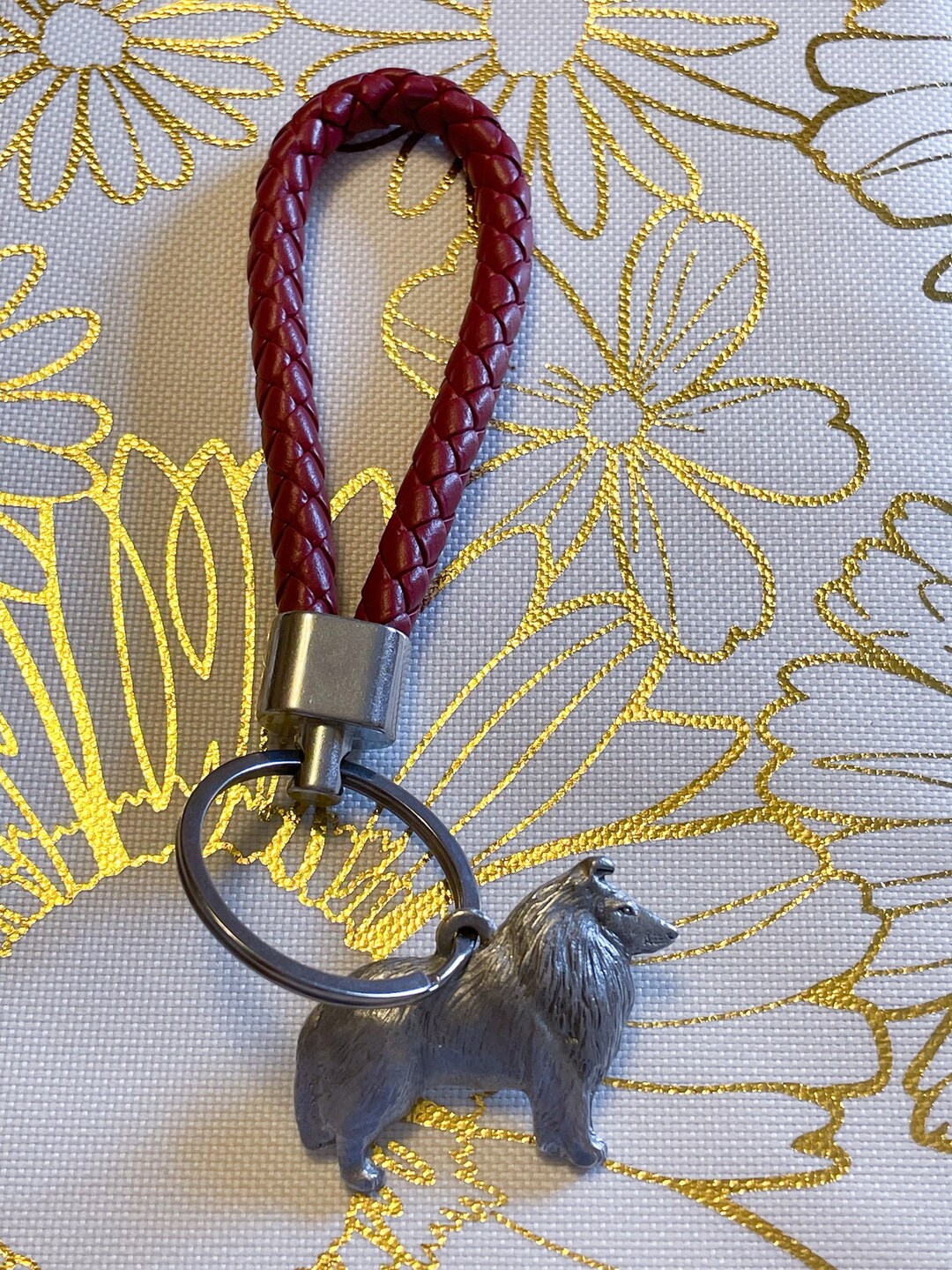 Rough Collie Dog Braided Woven Leather Keychain - Etsy