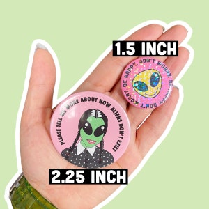 Set of 9 Alien Button Badges Pins. Blue Set. Shiny Holographic Funny ...