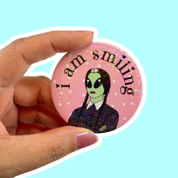 I Am Smiling Wednesday Addams Button Badge Pin - Etsy