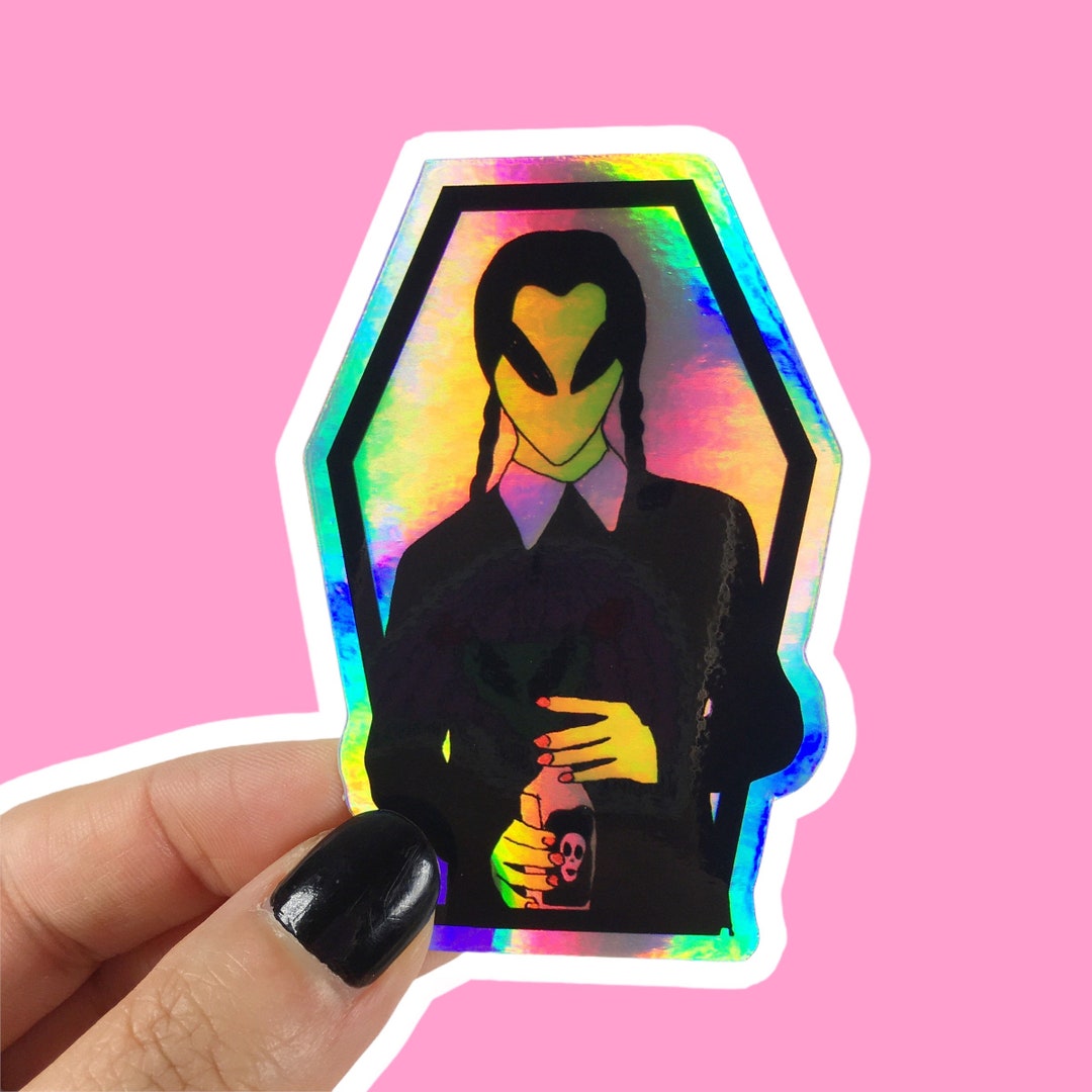Alien Wednesday Addams Holographic Vinyl Sticker - Etsy
