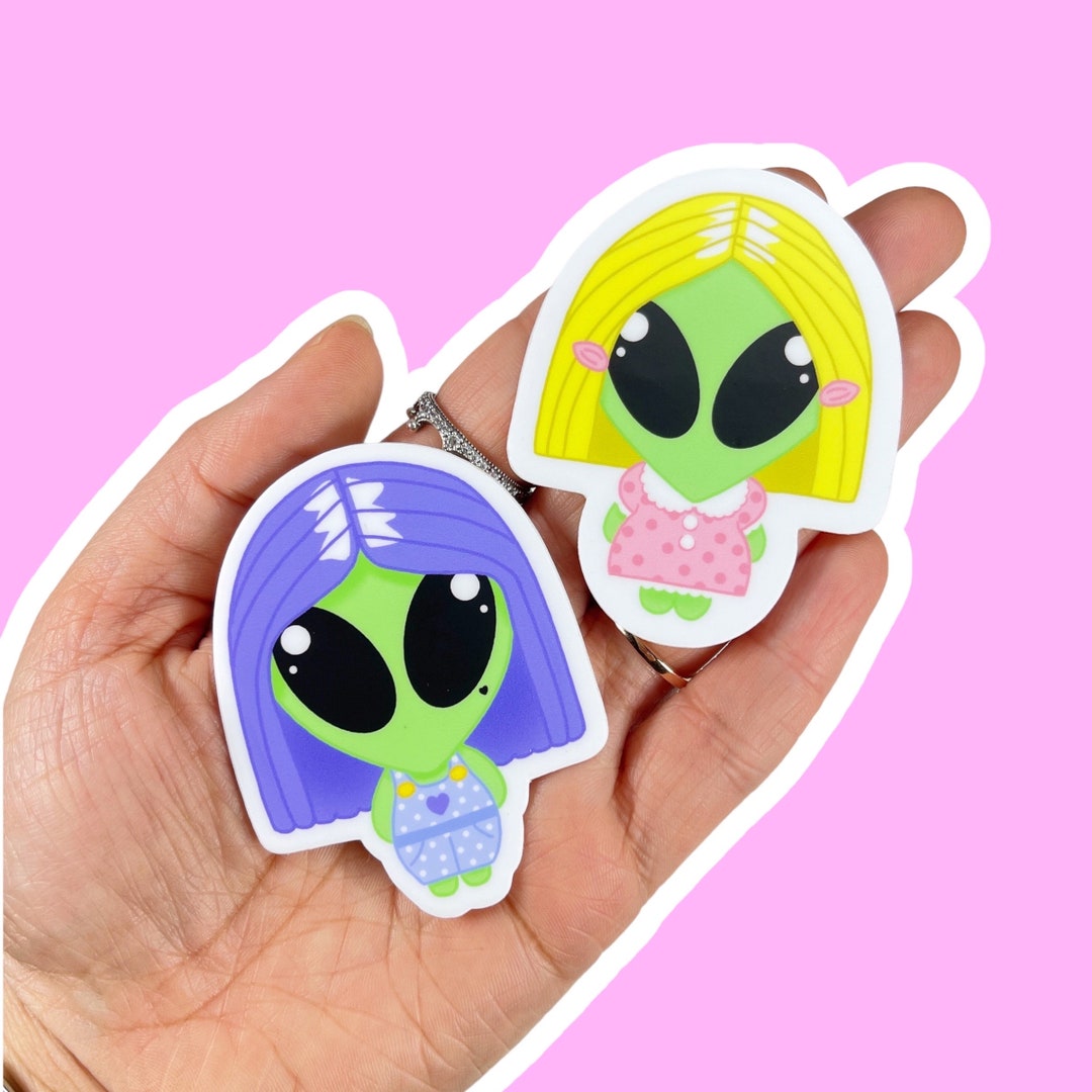 Kawaii Alien Girl Friends Waterproof Vinyl Stickers / Cute Alien Girl ...