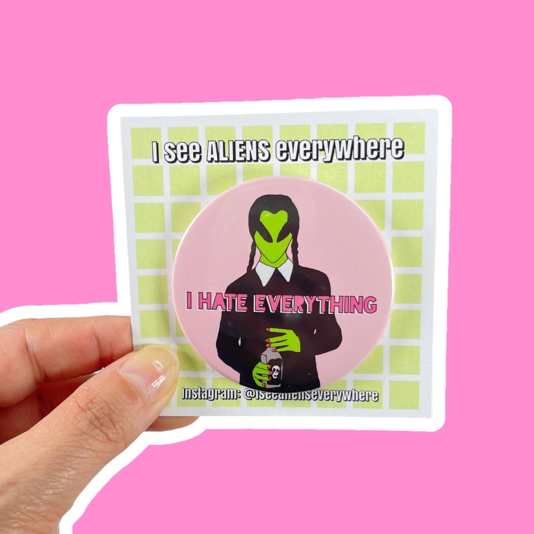 I Am Smiling Wednesday Addams Button Badge Pin - Etsy