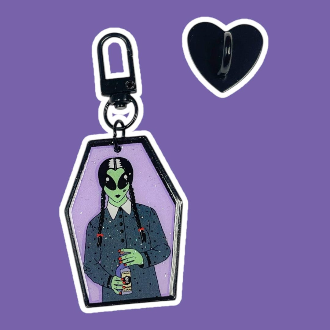 Alien Wednesday Addams Keychain Charms. Double-sided Charm. - Etsy