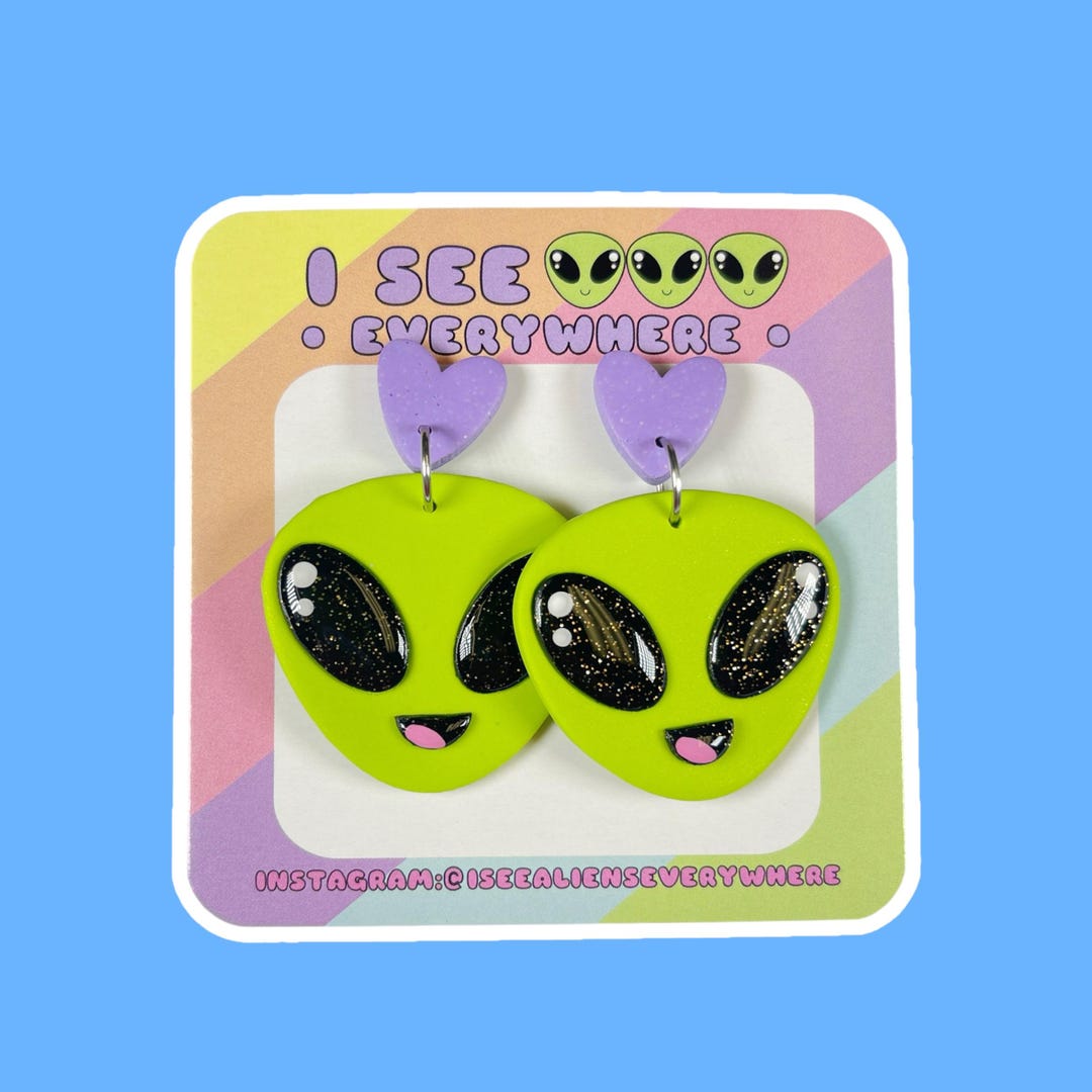 Cute Alien Head Earrings. Kawaii Alien Earrings. - Etsy