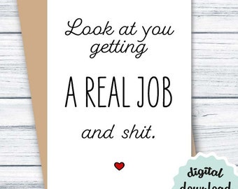 Funny New Job Card | Etsy