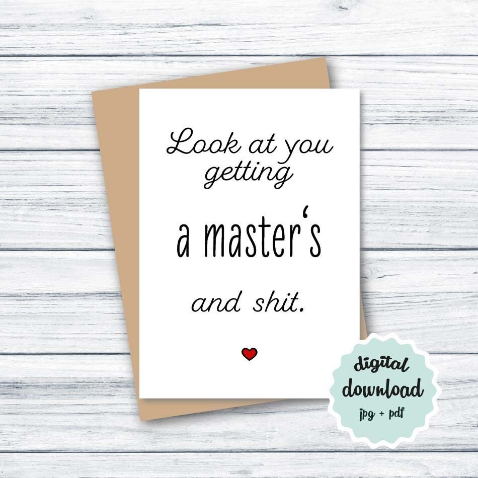 Graduation Card PRINTABLE Masters Degree Card DOWNLOAD Look - Etsy