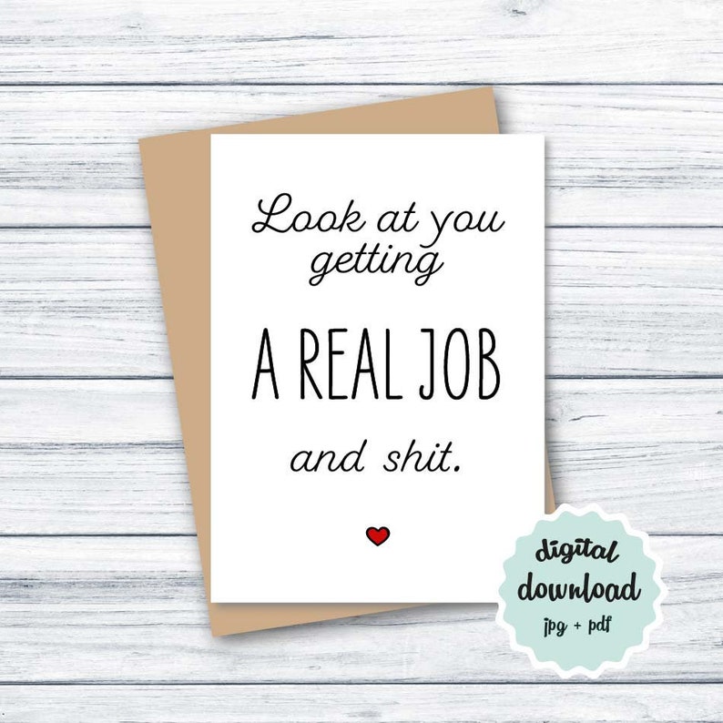First Job Card PRINTABLE Funny New Job Card Funny Promotion - Etsy
