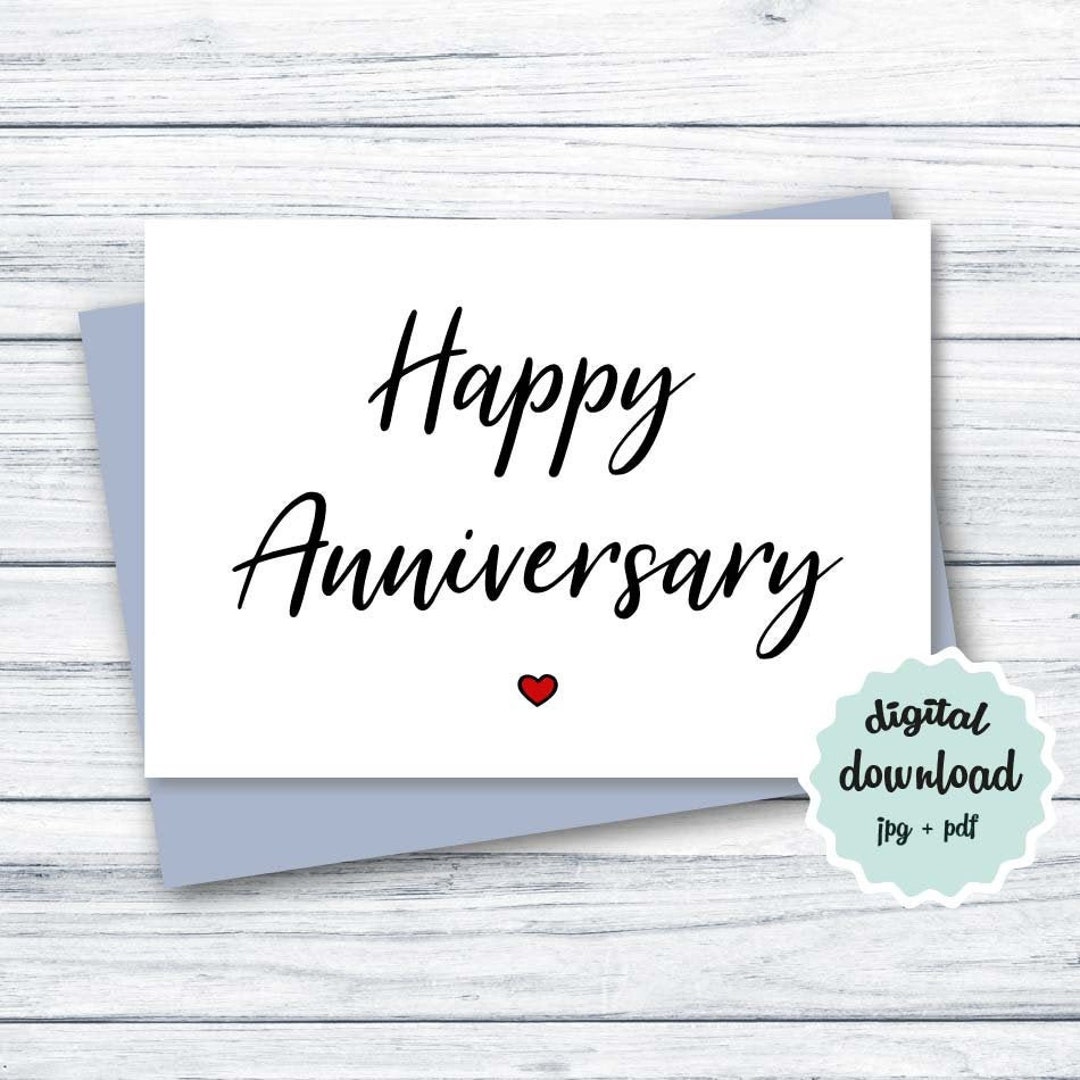 Anniversary Card DOWNLOAD, Happy Anniversary Card, Cute Anniversary ...
