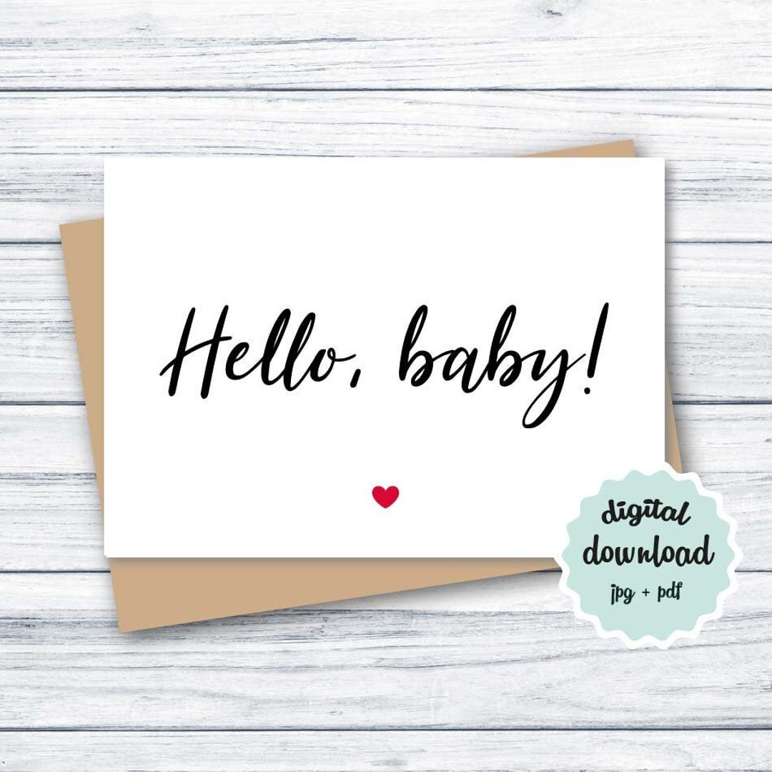 Cute Baby Card PRINTABLE Hello Baby Birth Card New Baby - Etsy