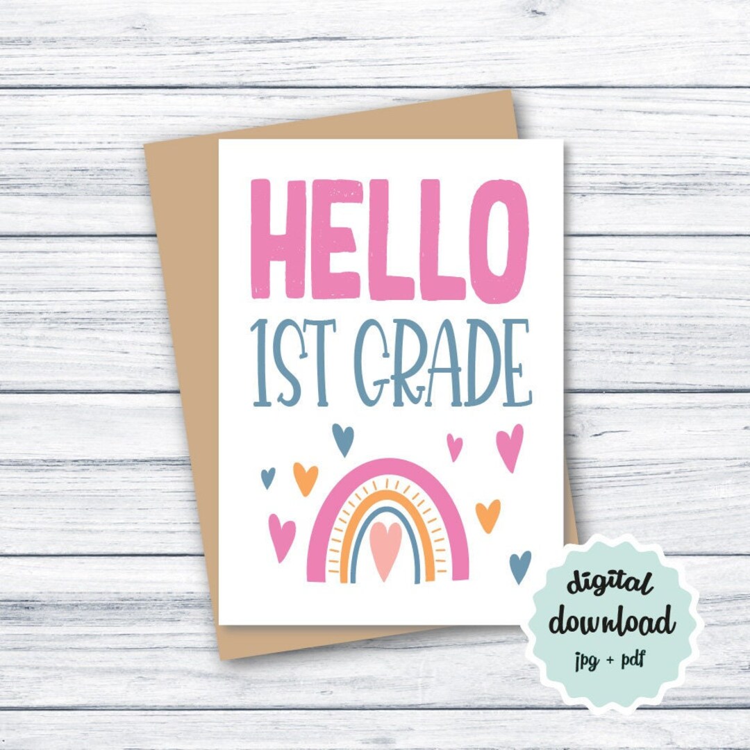 First Grade Card PRINTABLE Back to School Card First-grader, Cute 1st ...