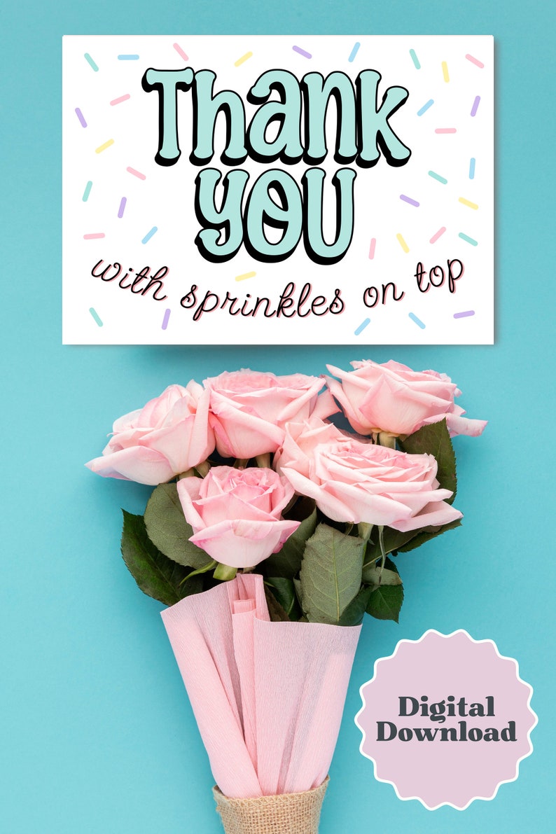 Thank You Card PRINTABLE Thank You With Sprinkles on Top, Thank You ...