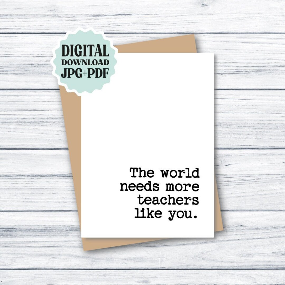 Teacher Thank You Card PRINTABLE, Teacher Appreciation Card, Teacher ...