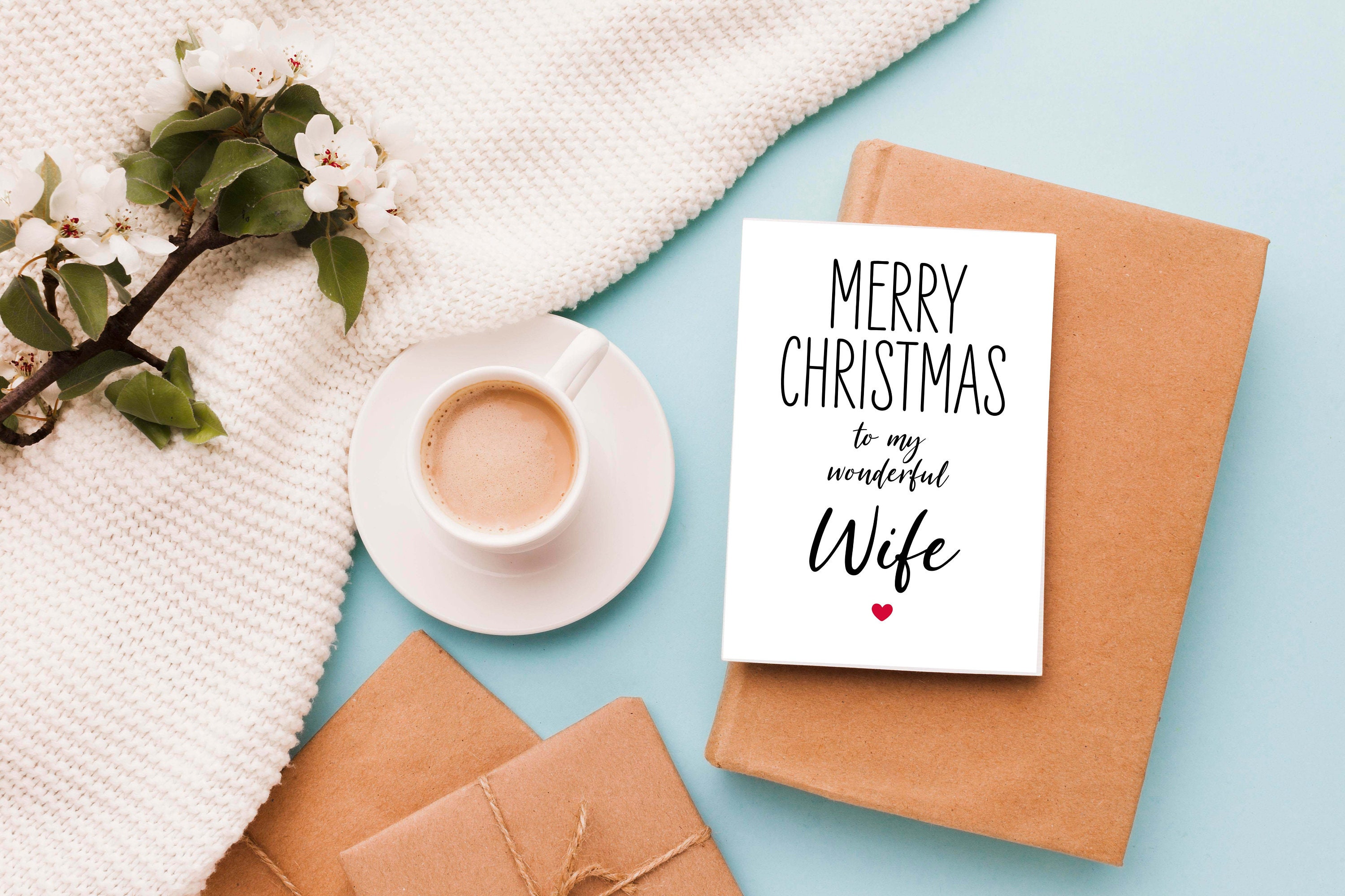 Merry Christmas Card Wife PRINTABLE Christmas Card for Her, Wife ...