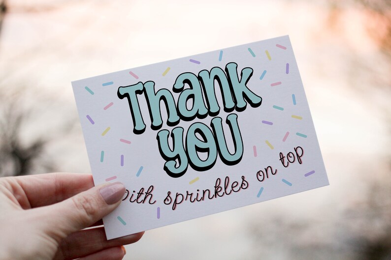 Thank You Card PRINTABLE Thank You With Sprinkles on Top, Thank You ...