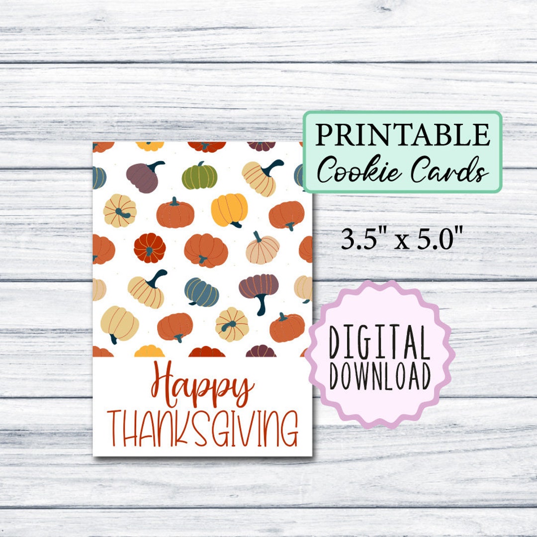 PRINTABLE Thanksgiving Cookie Cards Pumpkin Tags - Etsy