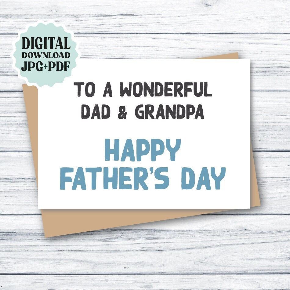 Father's Day Card Grandpa, PRINTABLE Fathers Day Card DOWNLOAD ...