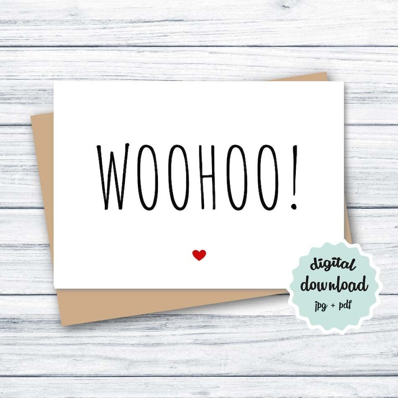 Woohoo! PRINTABLE Congratulations Card Congrats Card DIGITAL DOWNLOAD ...