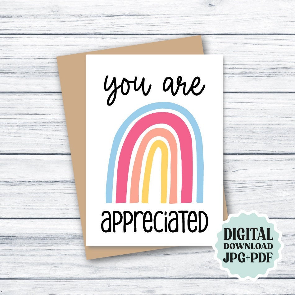 Teacher Thank You Card PRINTABLE Teacher Appreciation Card ...