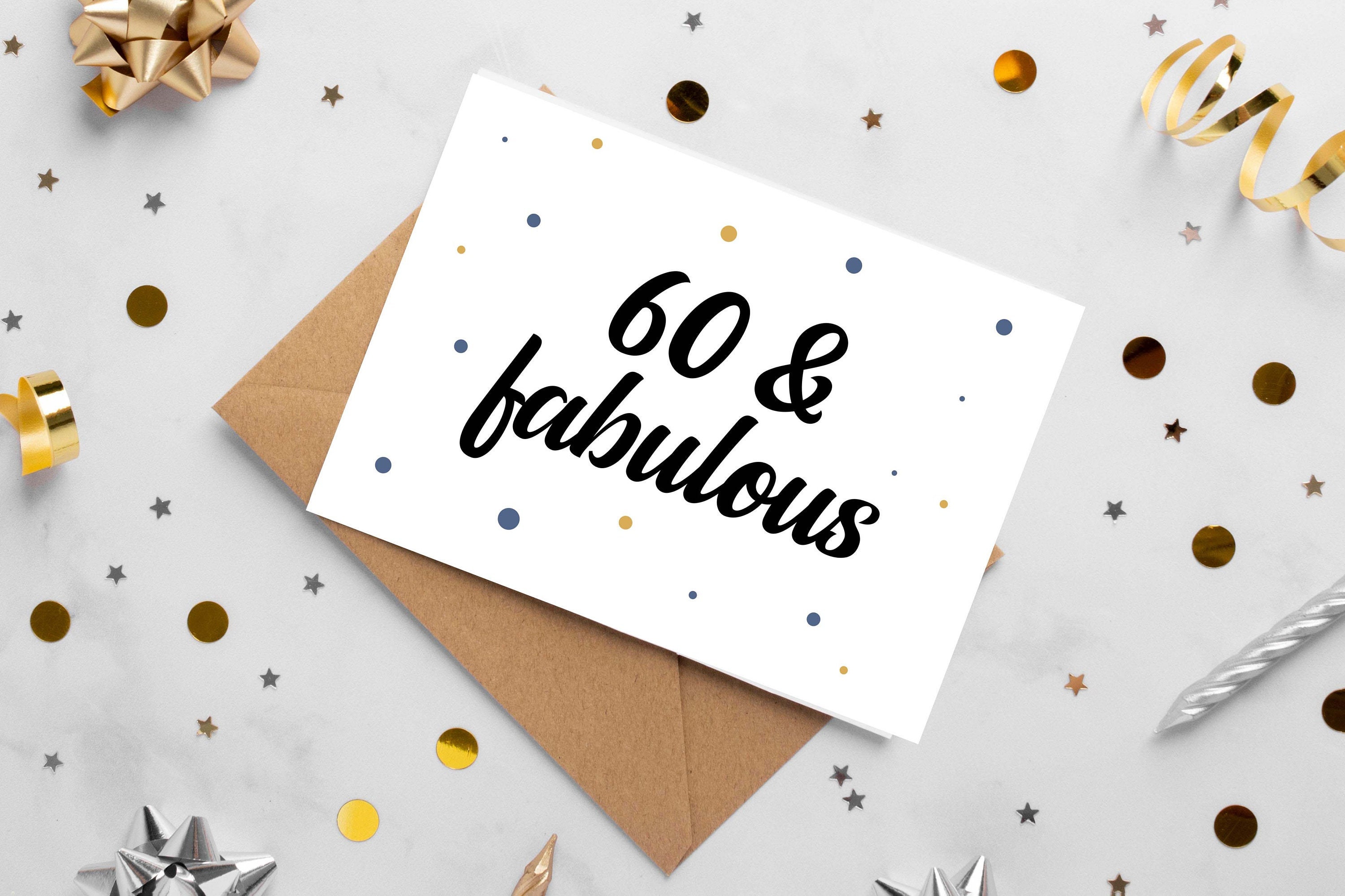 60th Birthday Card PRINTABLE, Birthday Card 60 & Fabulous, 60 Birthday ...
