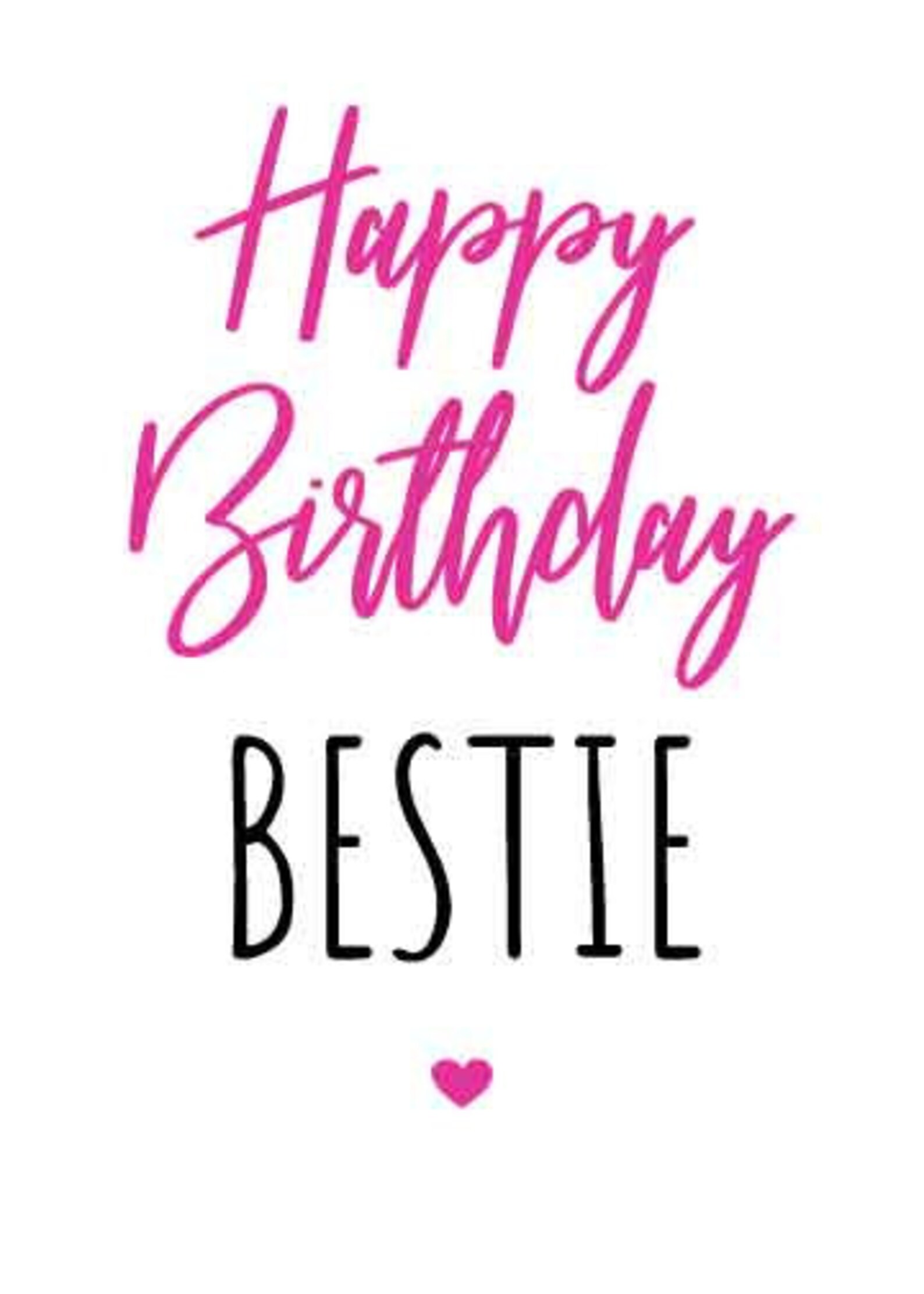 Happy Birthday Bestie Card INSTANT DOWNLOAD Pink Birthday Card Etsy