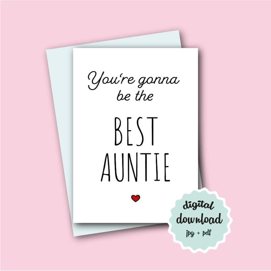 Cute Baby Announcement Card for Aunt to Be PRINTABLE Pregnancy Reveal ...
