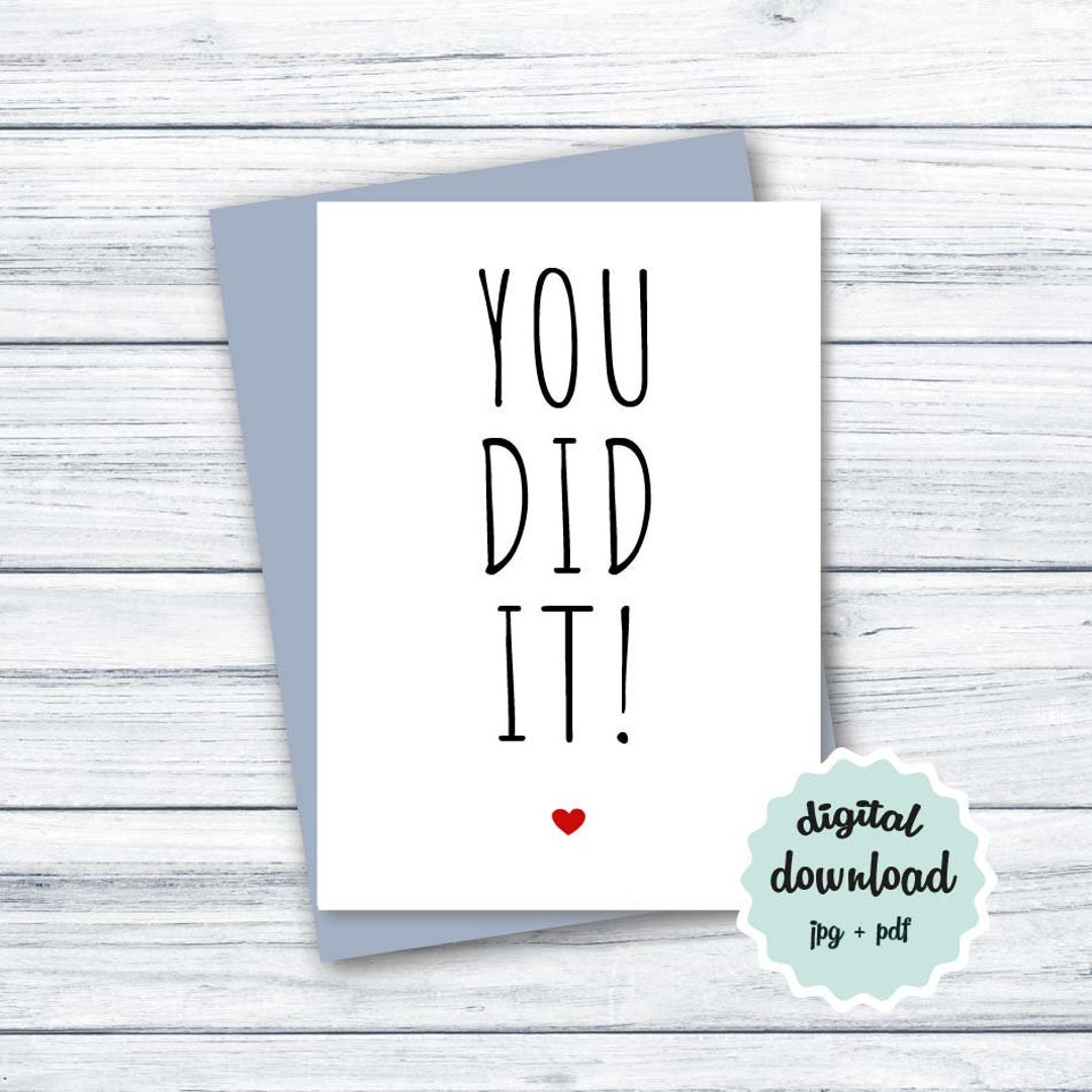 Graduation Card DOWNLOAD You Did It Card PRINTABLE - Etsy