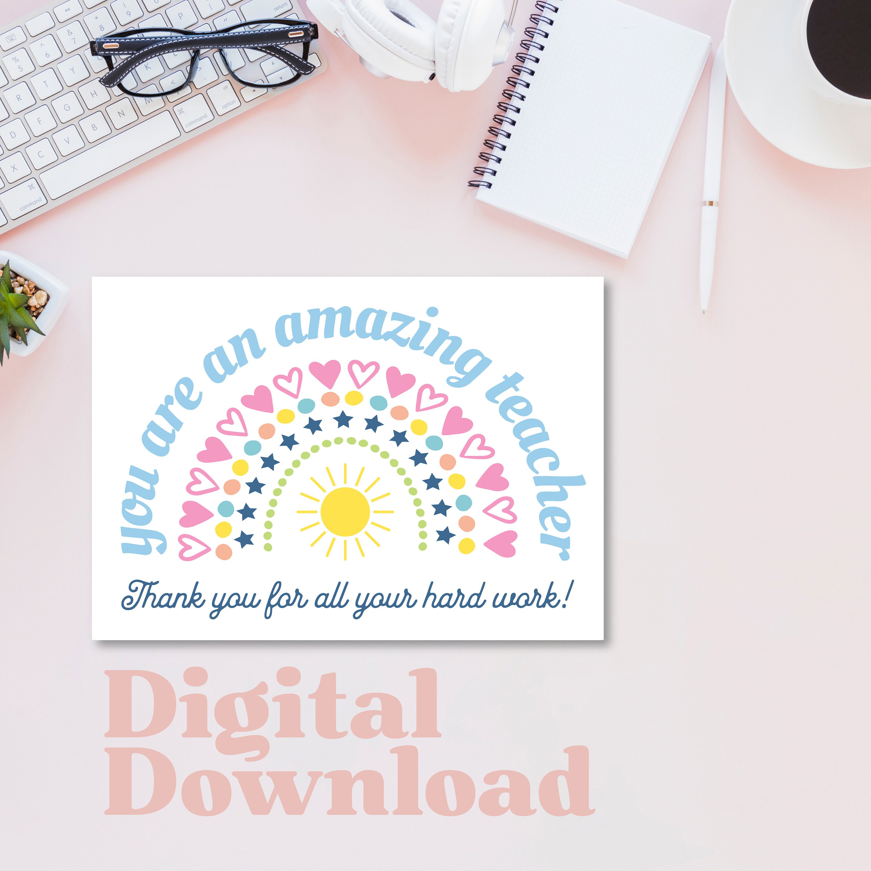 Teacher Appreciation Card PRINTABLE Teacher Thank You Card, INSTANT ...