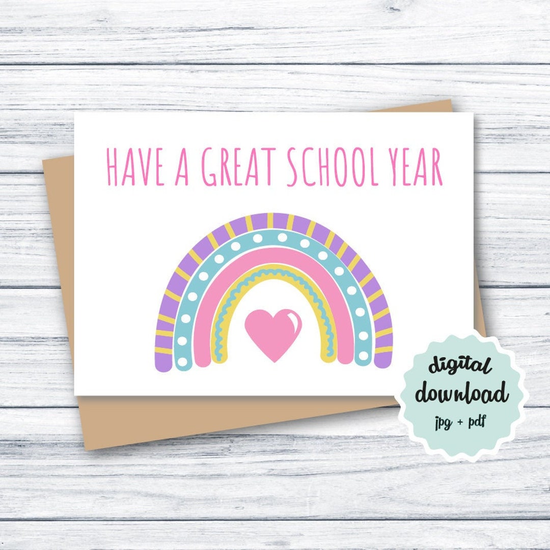 Back to School Card PRINTABLE 1st Day of School Card, Cute School Card ...