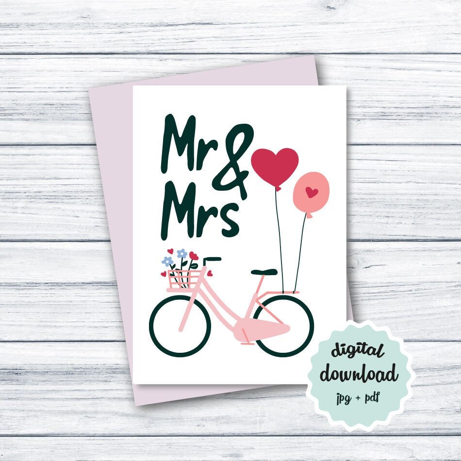 Wedding Card PRINTABLE Mr and Mrs Card Wedding Congratulations - Etsy