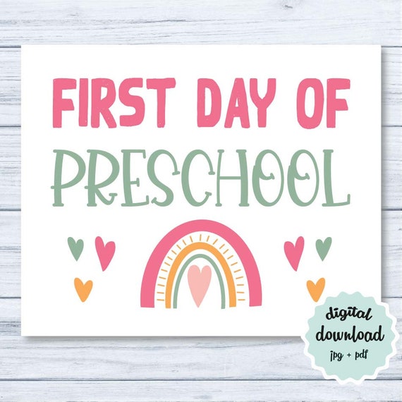 PRINTABLE First Day of Preschool Sign INSTANT DOWNLOAD Cute - Etsy