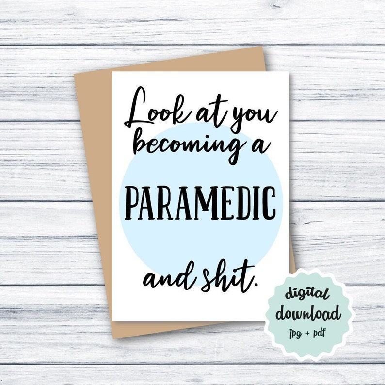 Graduation Card Paramedic PRINTABLE Funny Paramedic Grad Card - Etsy
