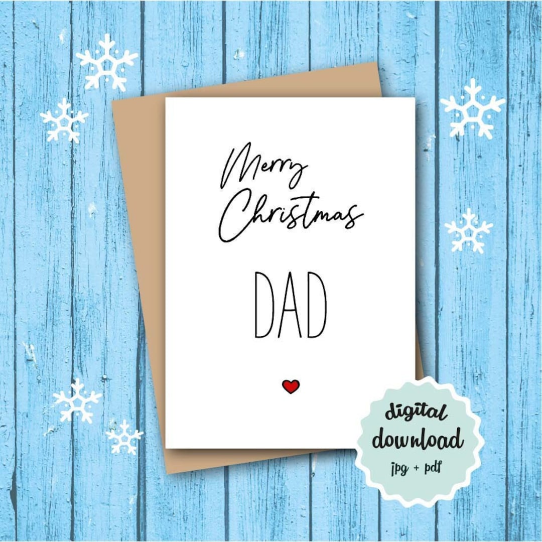 Christmas Card Dad PRINTABLE Merry Christmas Dad Cute - Etsy