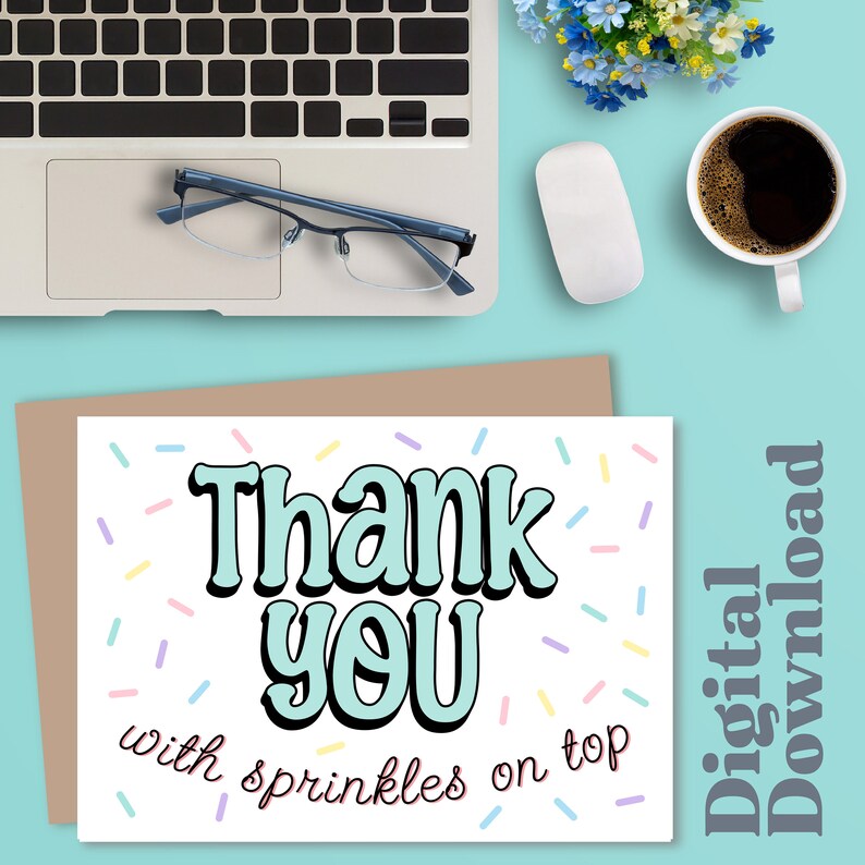 Thank You Card PRINTABLE Thank You With Sprinkles on Top, Thank You ...