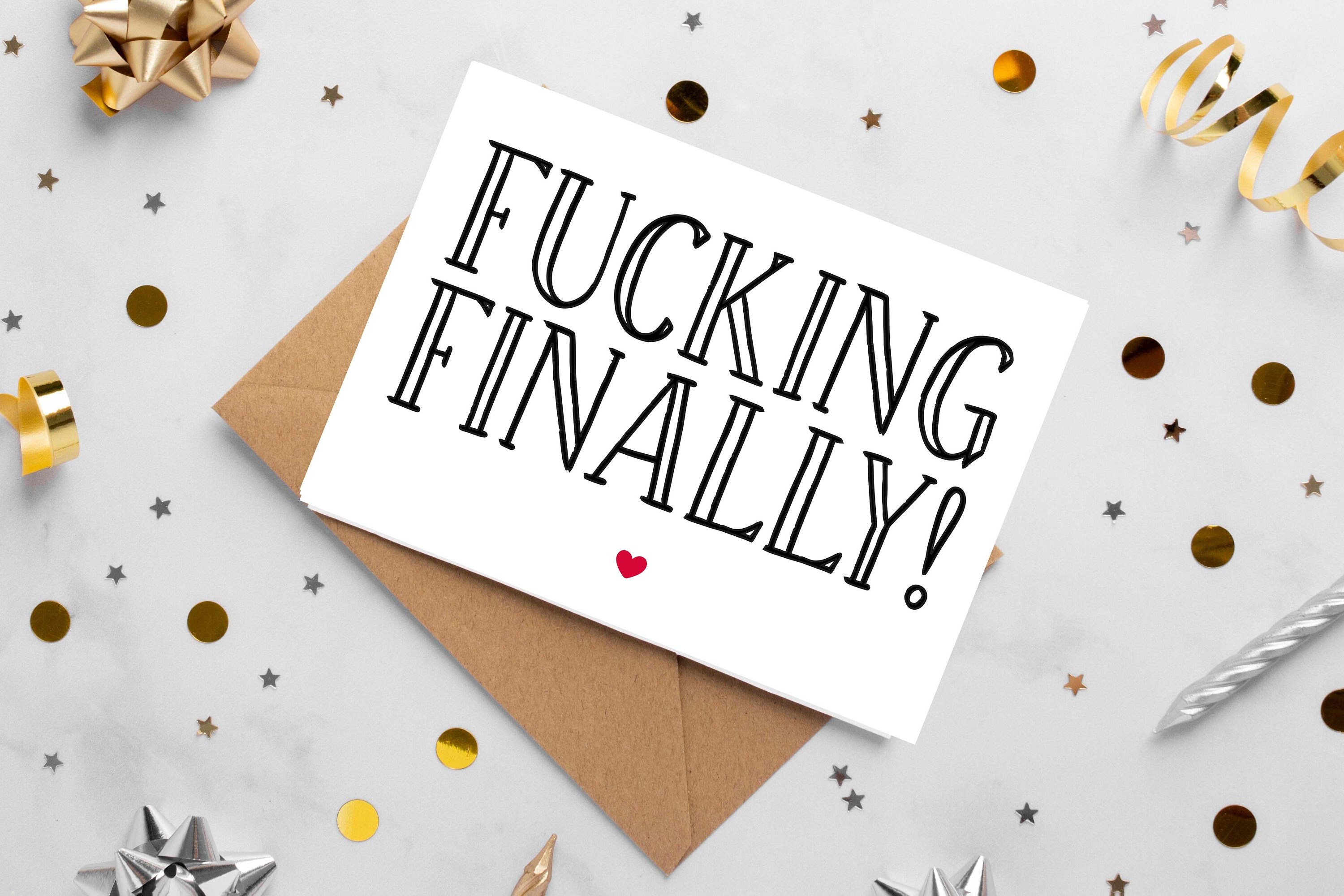 Funny Wedding Card PRINTABLE Fucking Finally Card, Funny Graduation ...