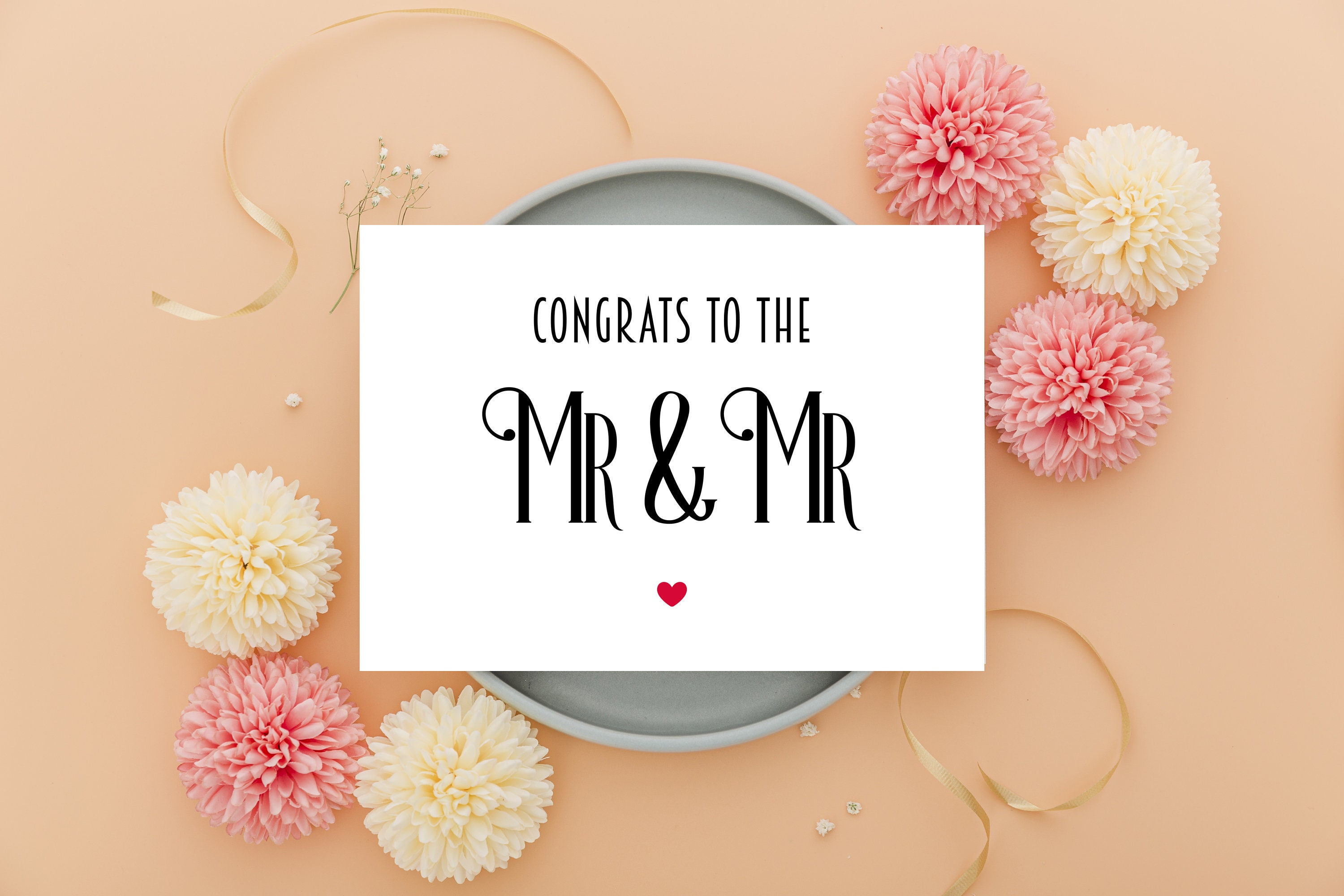 Gay Wedding Card Digital DOWNLOAD Congrats to the Mr & Mr, LGBT Wedding ...