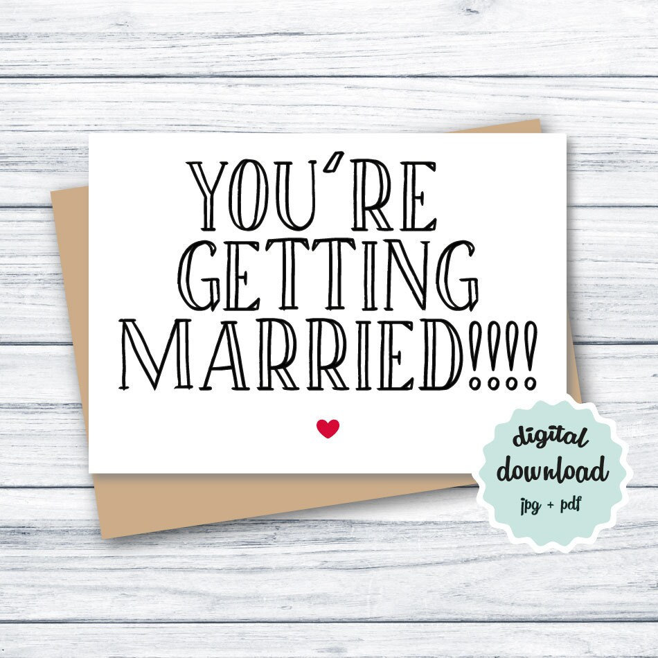 Wedding Card PRINTABLE Bridal Shower Card, Engagement Card, You're ...