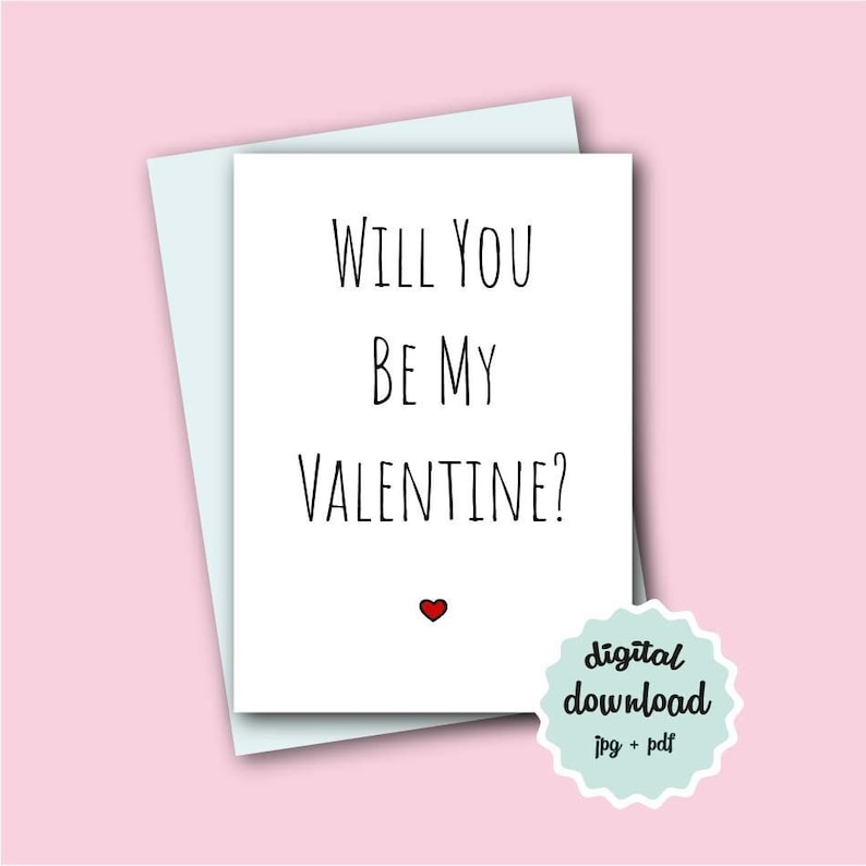 Valentines Card, Will You Be My Valentine, PRINTABLE Valentines Card ...