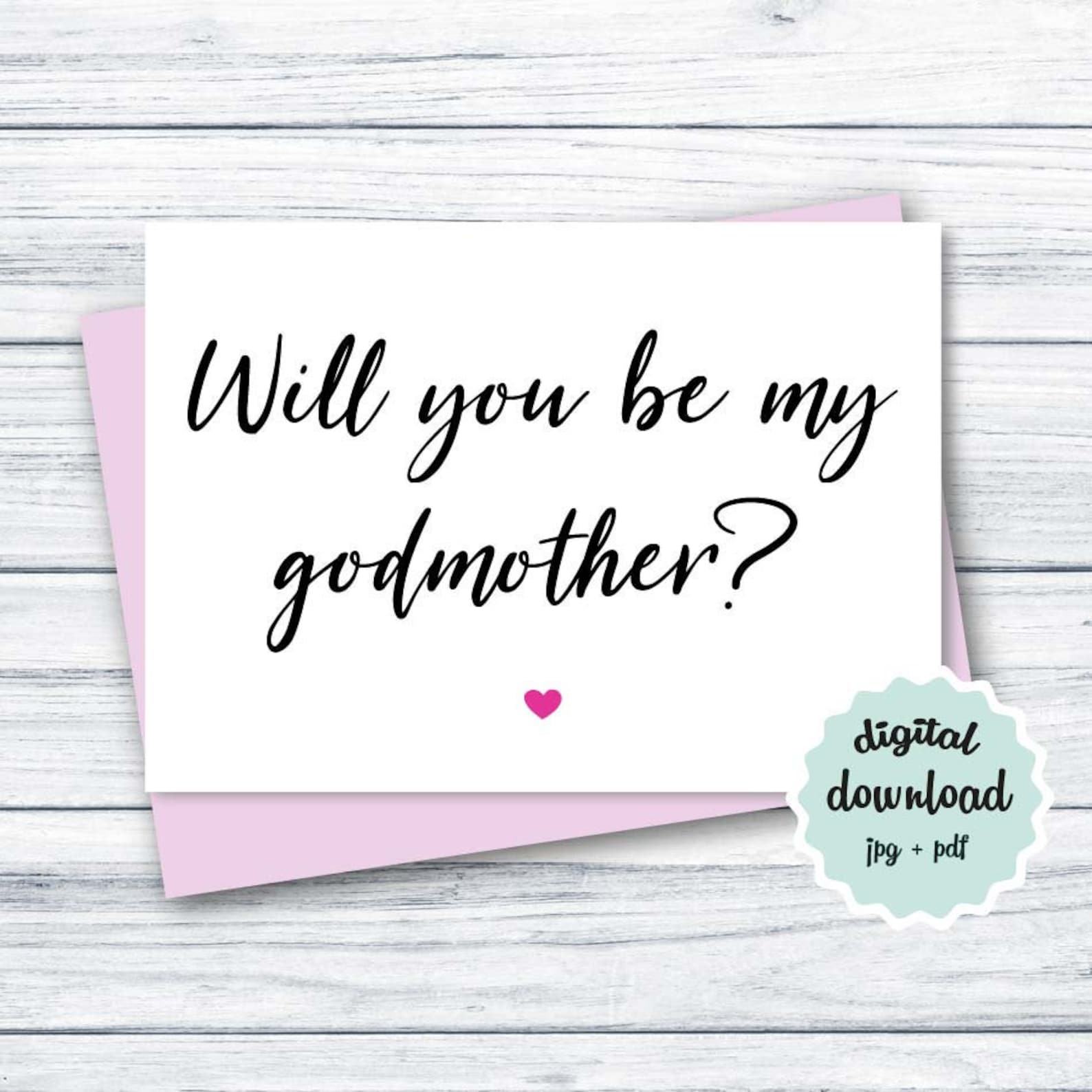 Godmother Proposal Card PRINTABLE Will You Be My Godmother, Cute ...