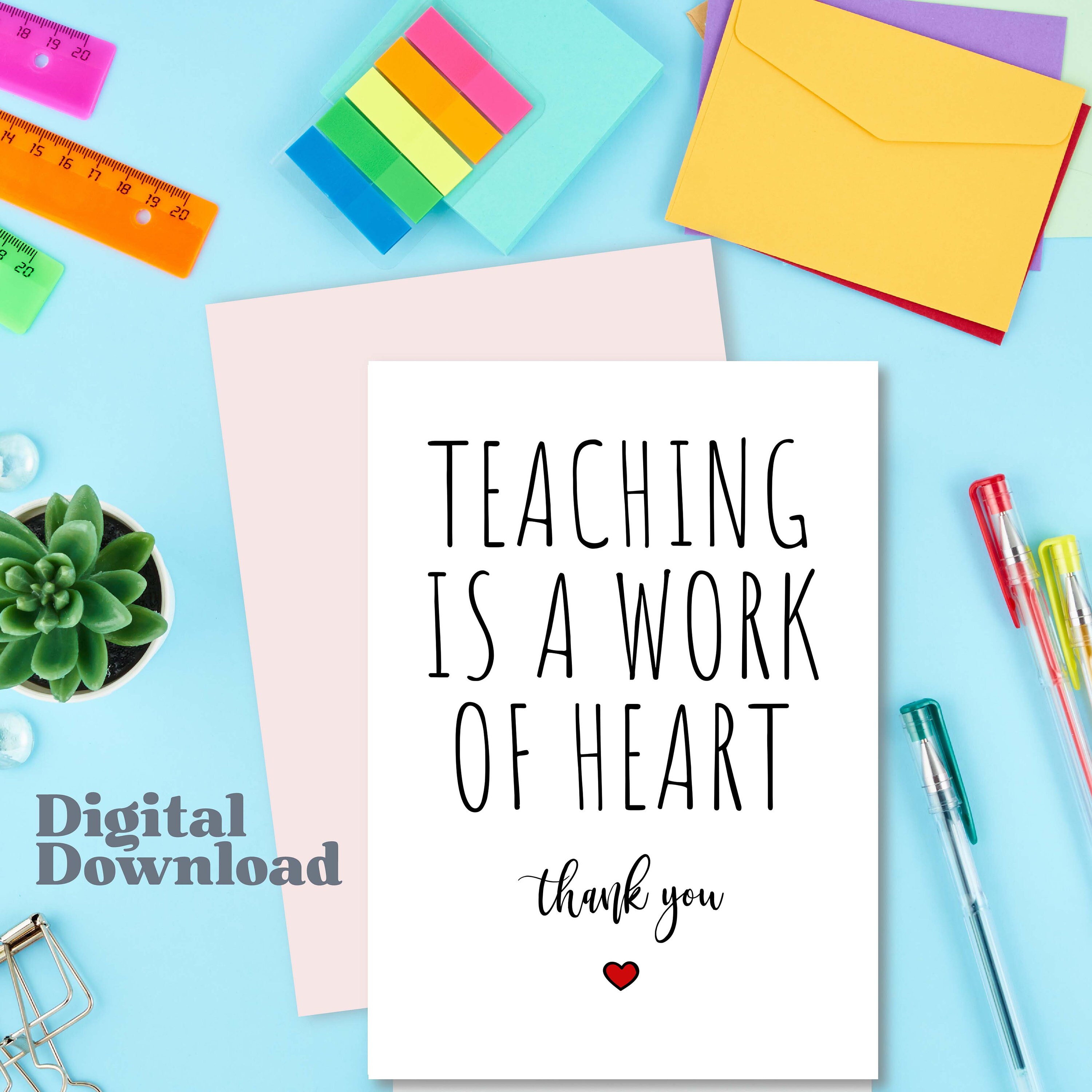 Teacher Appreciation Card DOWNLOAD Teacher Thank You Card PRINTABLE ...